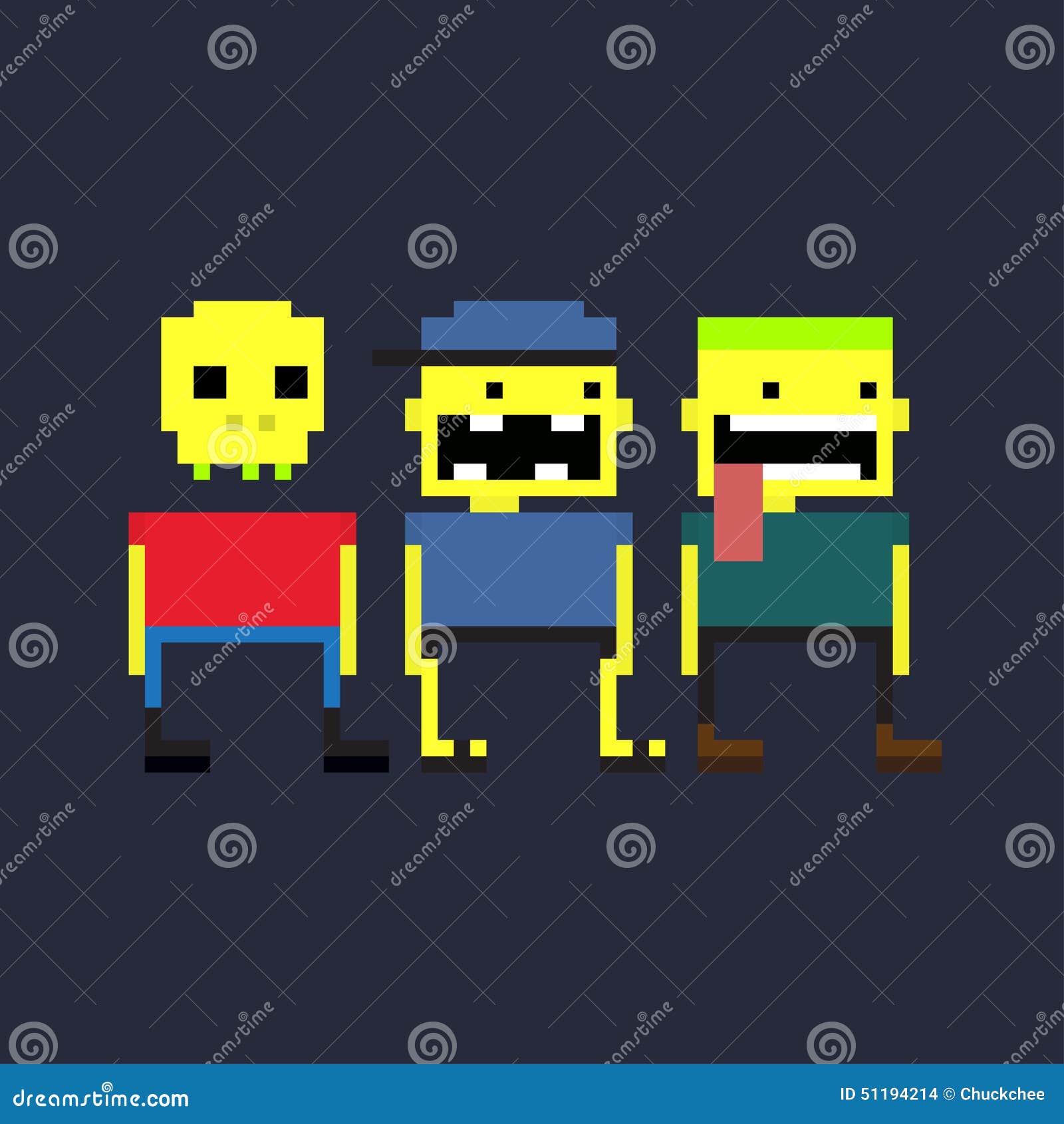 Pixel People stock vector. Illustration of monster, group - 51194214