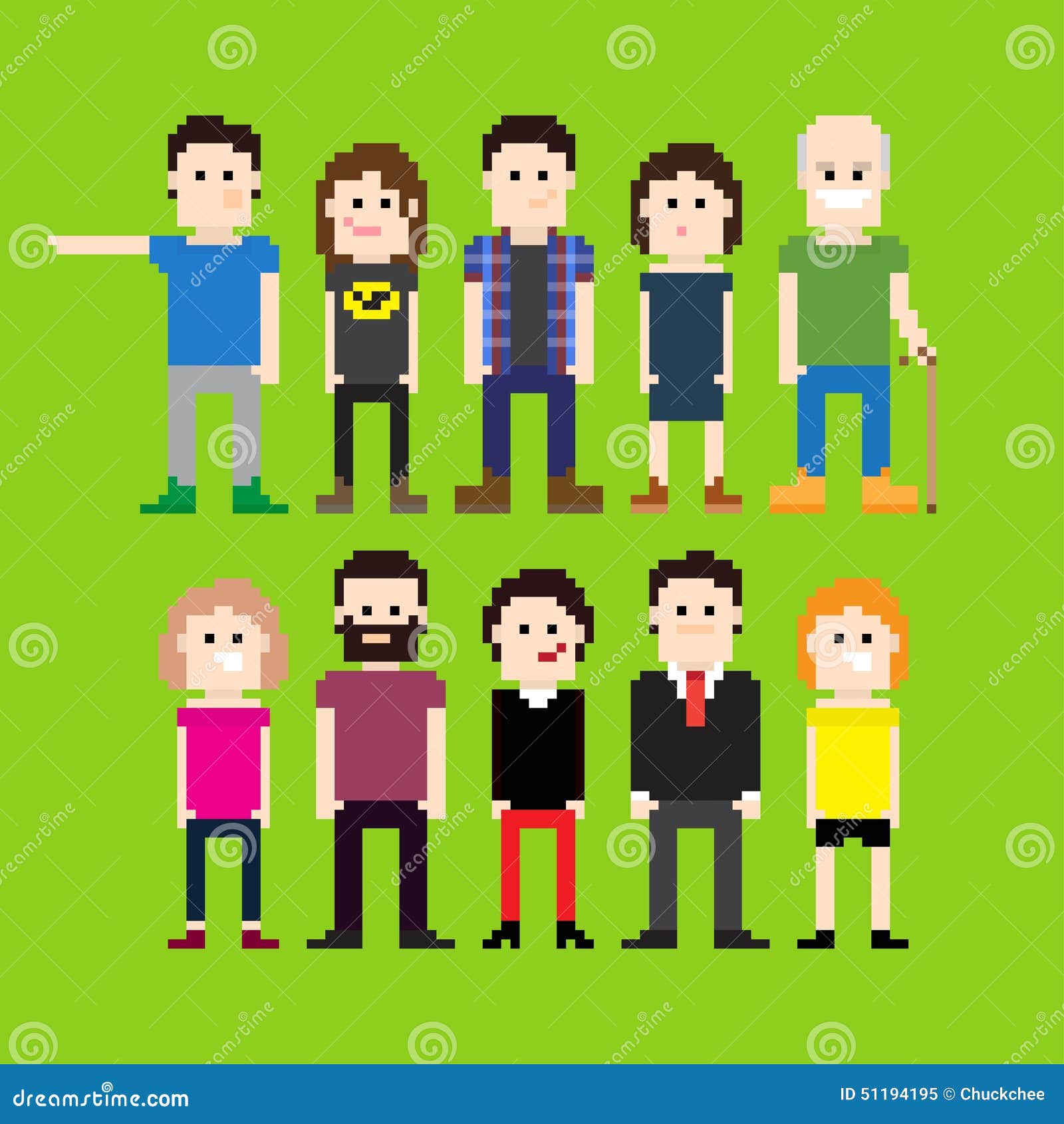 Pixel People stock vector. Illustration of punk, shirt - 51194195