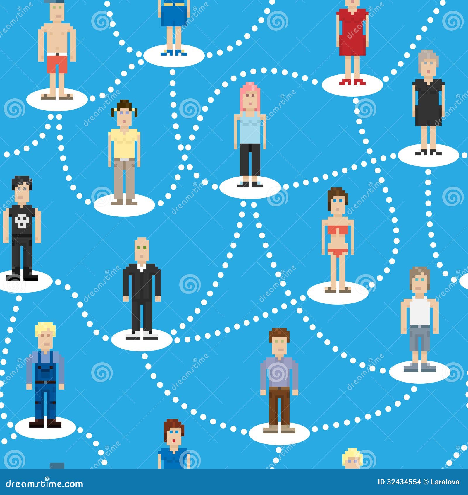 Pixel People Social Connection Seamless Pattern Stock Vector ...