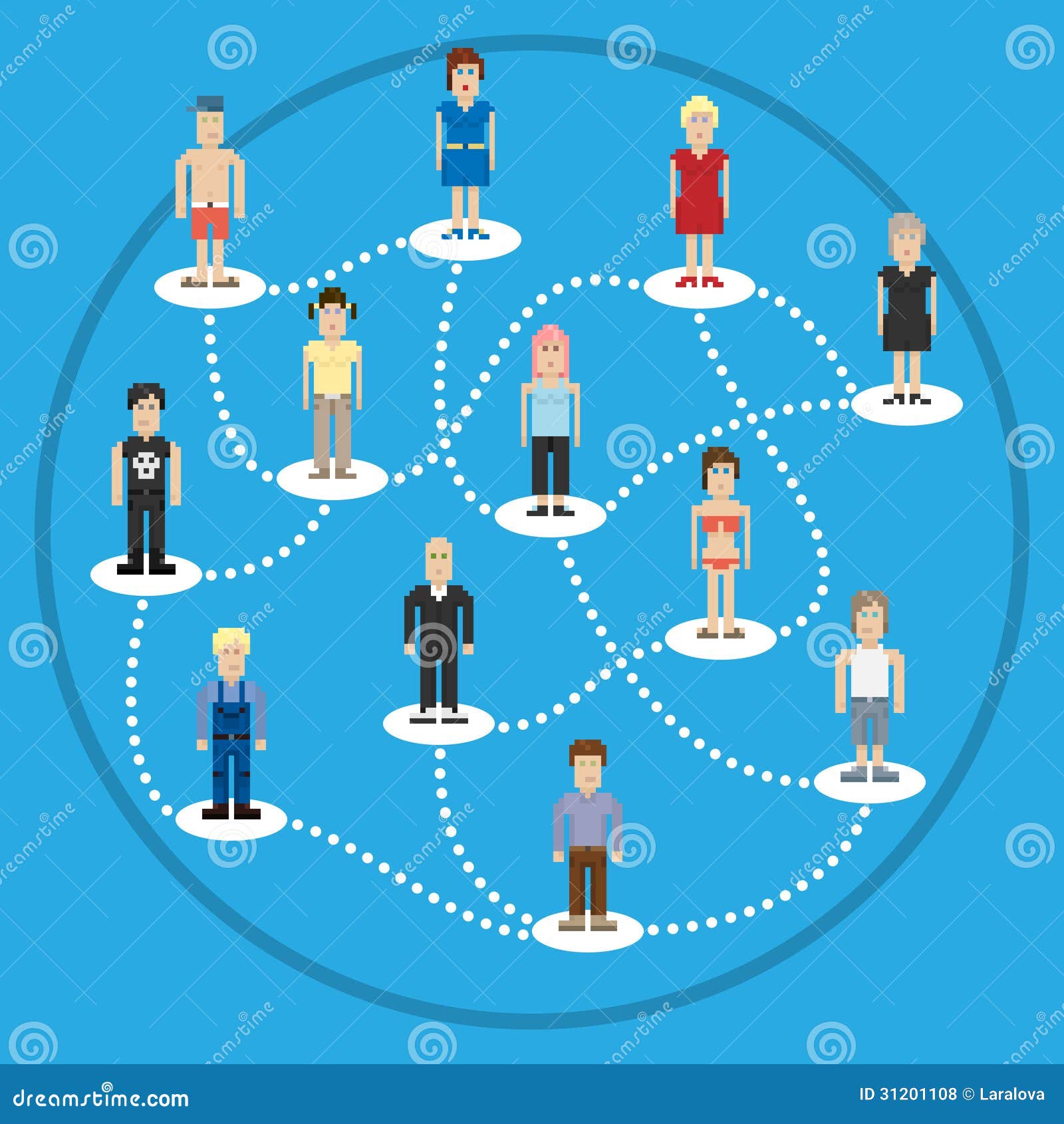 Pixel People Social Connection Stock Vector - Illustration of pixel ...