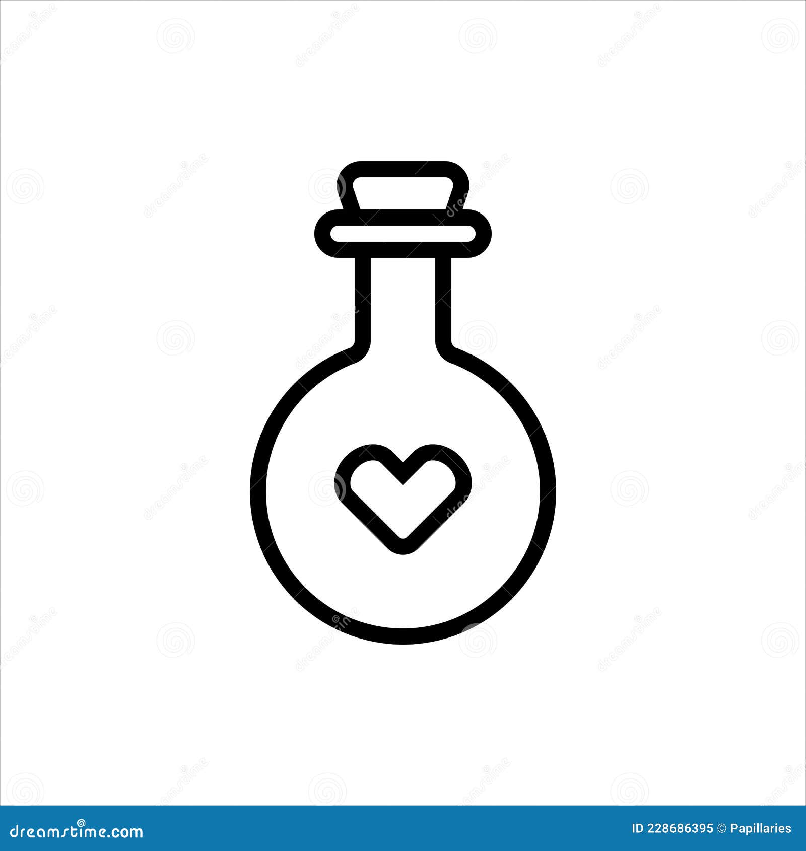 Pixel Perfect Black Thin Line Icon Of A Healing Heart Potion. Editable ...