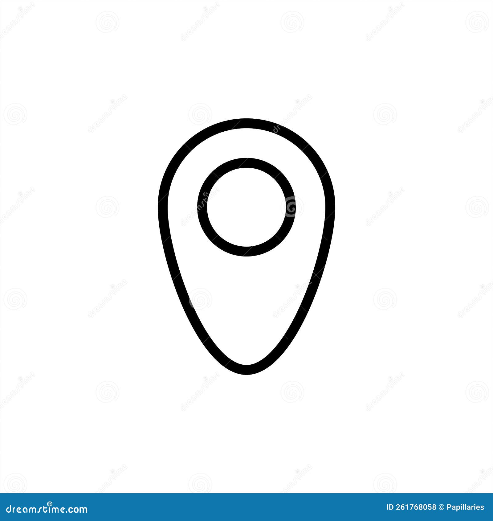 Pixel Perfect Black Thin Line Icon of a Round Map Pin Location ...