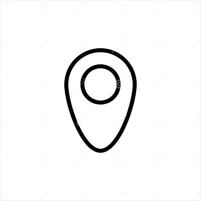 Pixel Perfect Black Thin Line Icon of a Round Map Pin Location ...