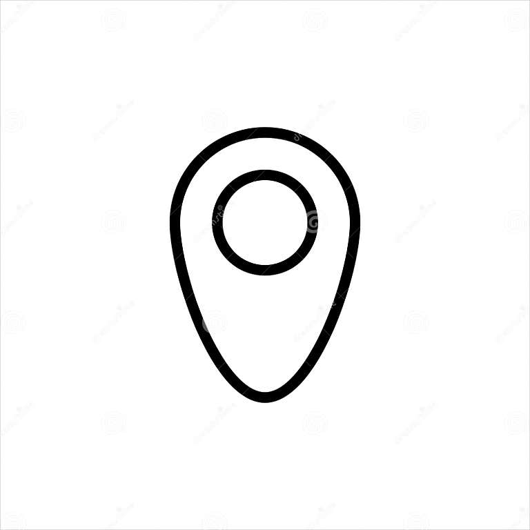 Pixel Perfect Black Thin Line Icon of a Round Map Pin Location ...