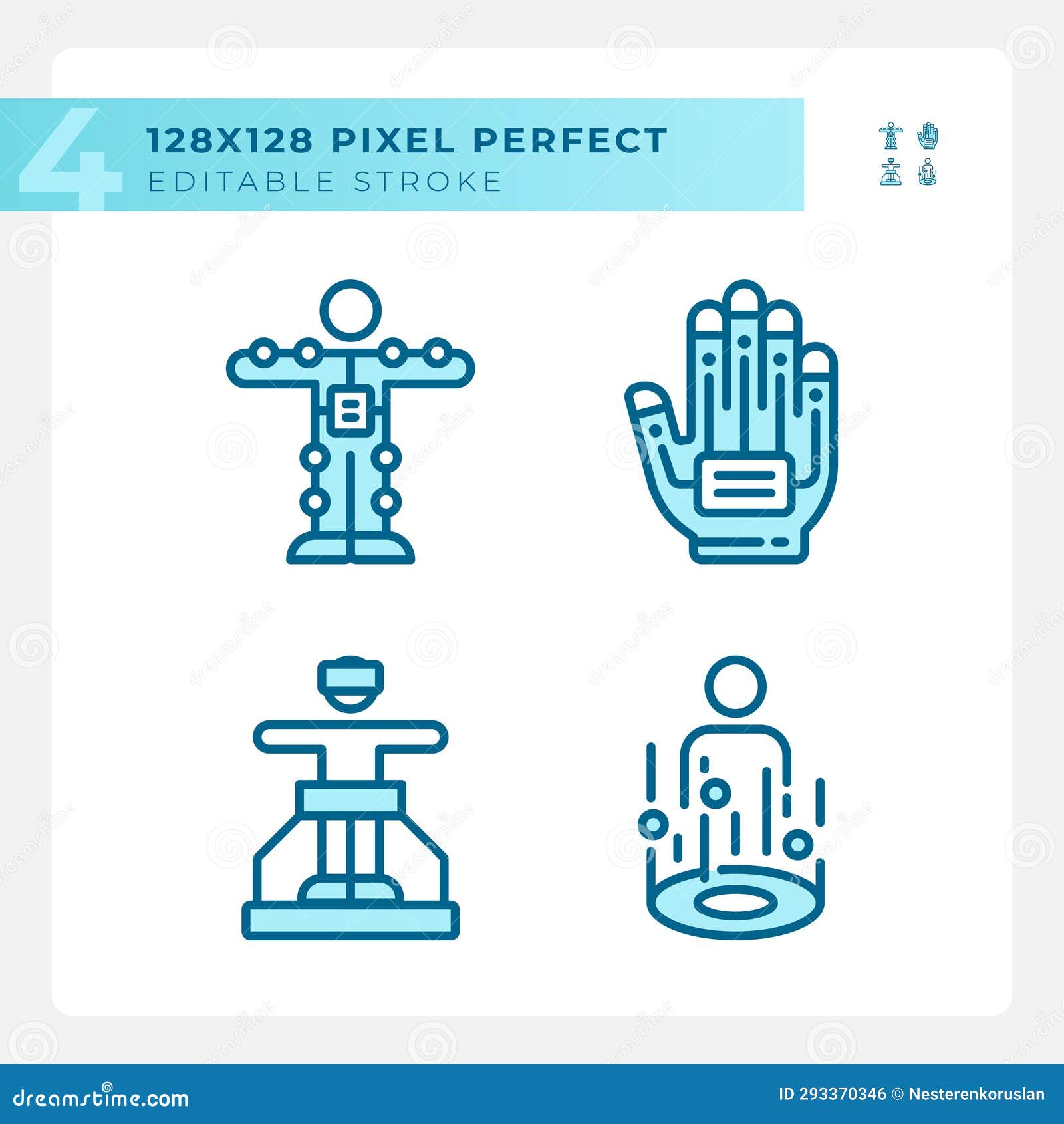 Pixel Perfect Blue Simple Icons Set Stock Vector - Illustration of ...
