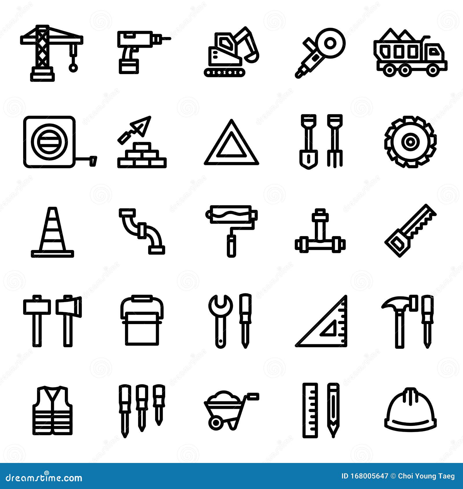 [Pixel Perfect] Construction Icon Set 25 Stock Vector - Illustration of ...