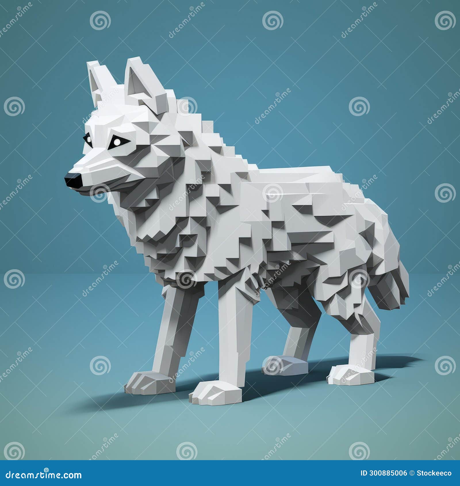 Pixel Perfect 3d Rendered White Wolf in Modular Constructivism Style ...