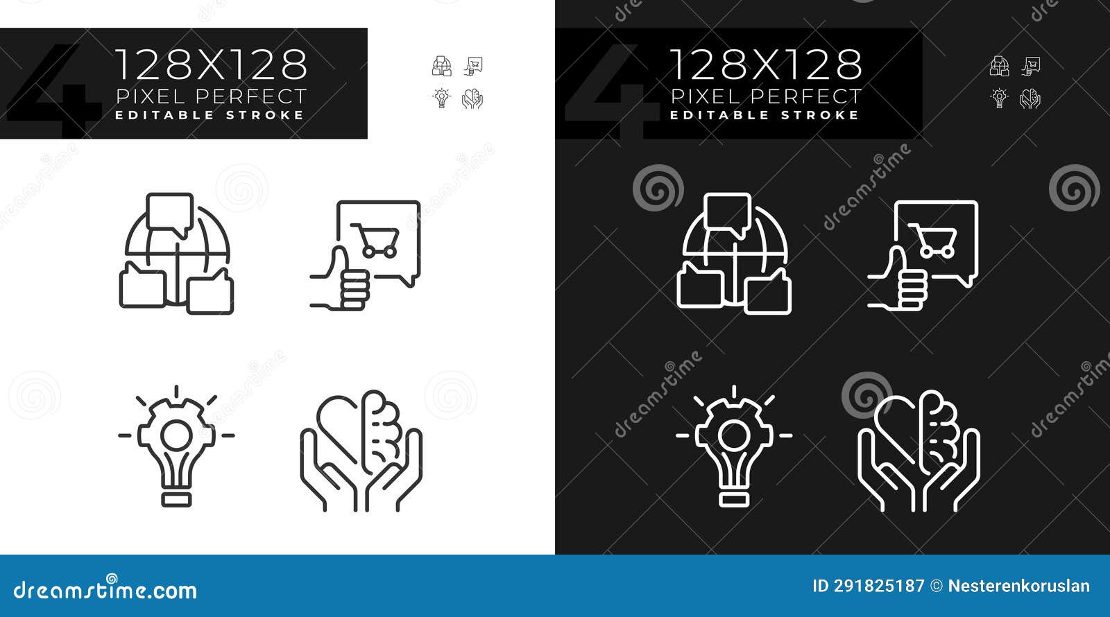 Pixel Perfect Dark and Light Soft Skills Icons Set Stock Vector ...