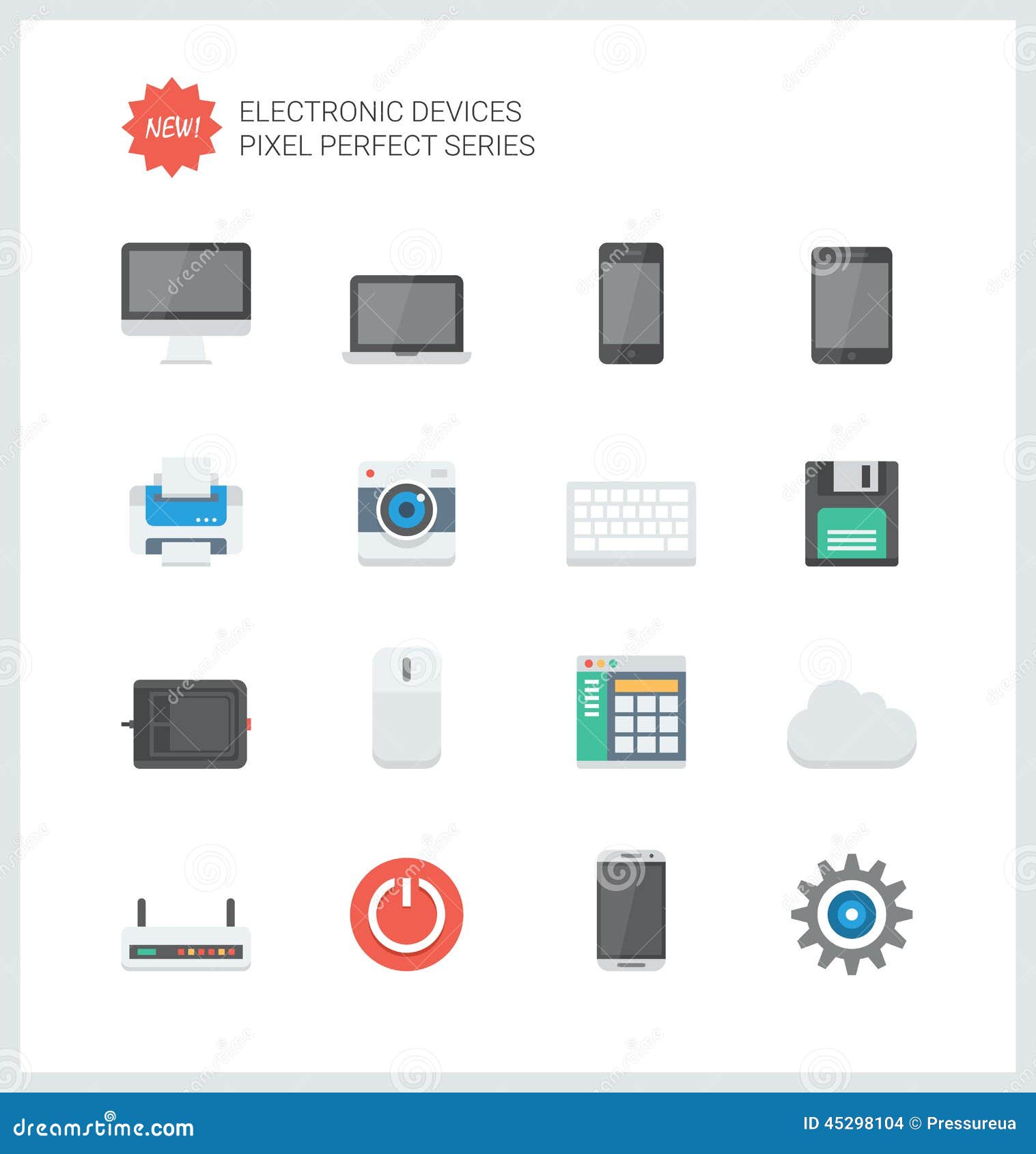 Pixel Perfect Electronic Devices Flat Icons Stock Vector - Illustration of design, ipad: 45298104