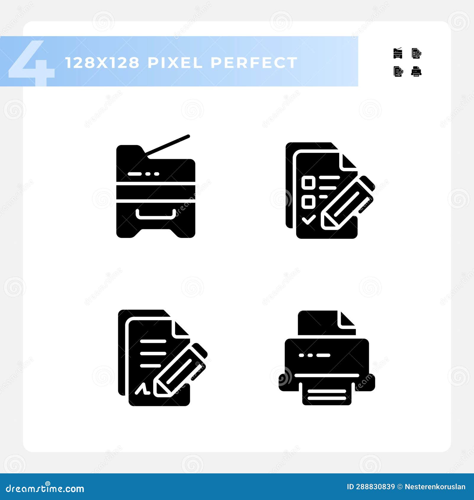Pixel Perfect Glyph Style Document Icons Set Stock Illustration - Illustration of pack, outline ...