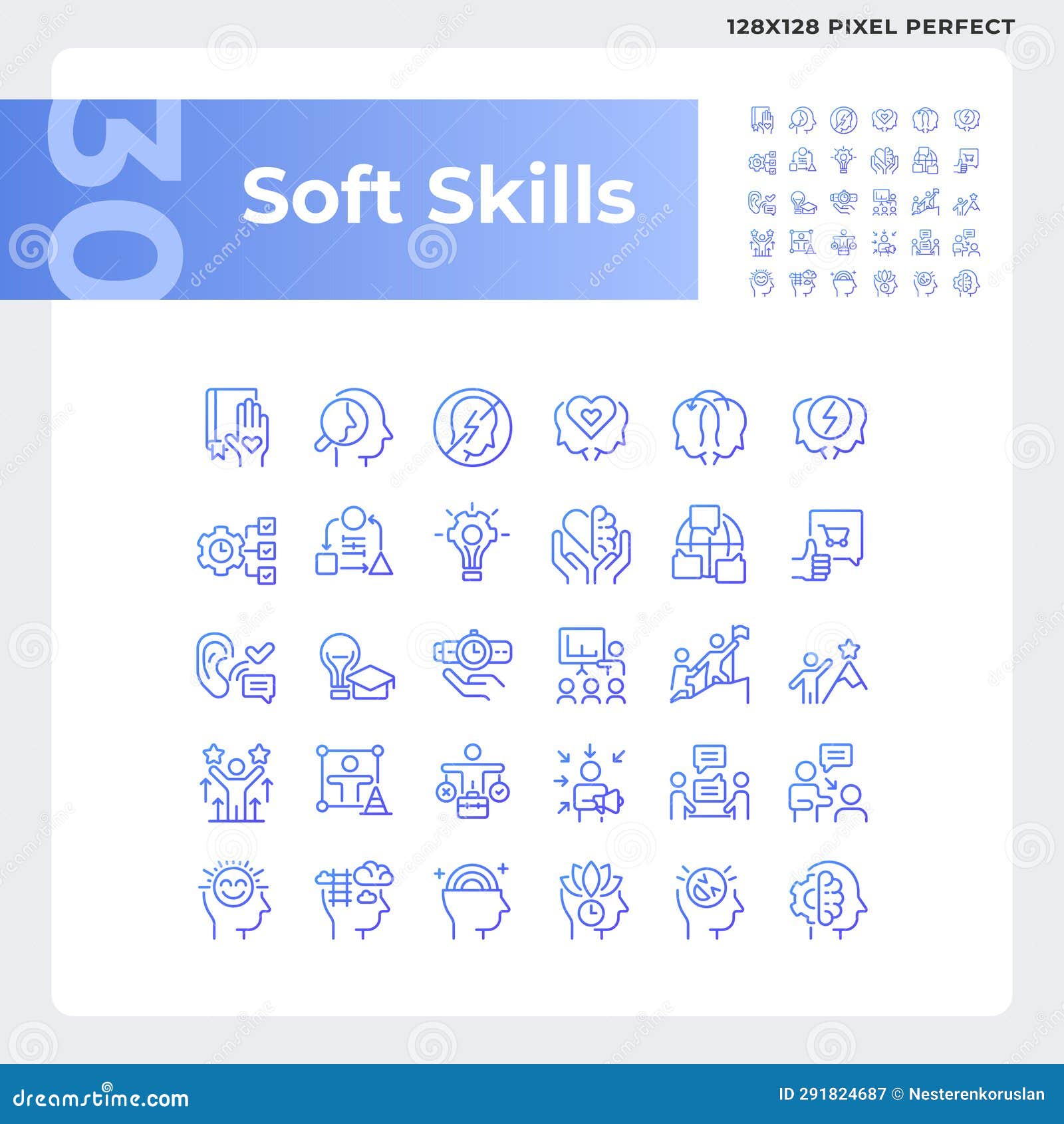 Pixel Perfect Gradient Soft Skills Icons Set Stock Illustration ...