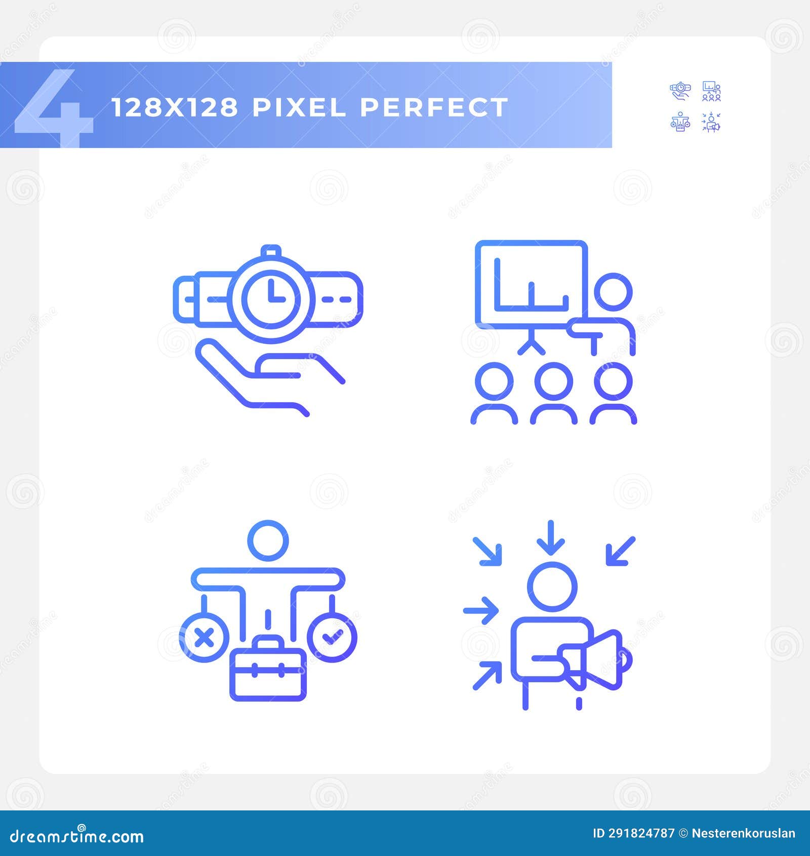 Pixel Perfect Gradient Soft Skills Linear Icons Set Stock Vector ...