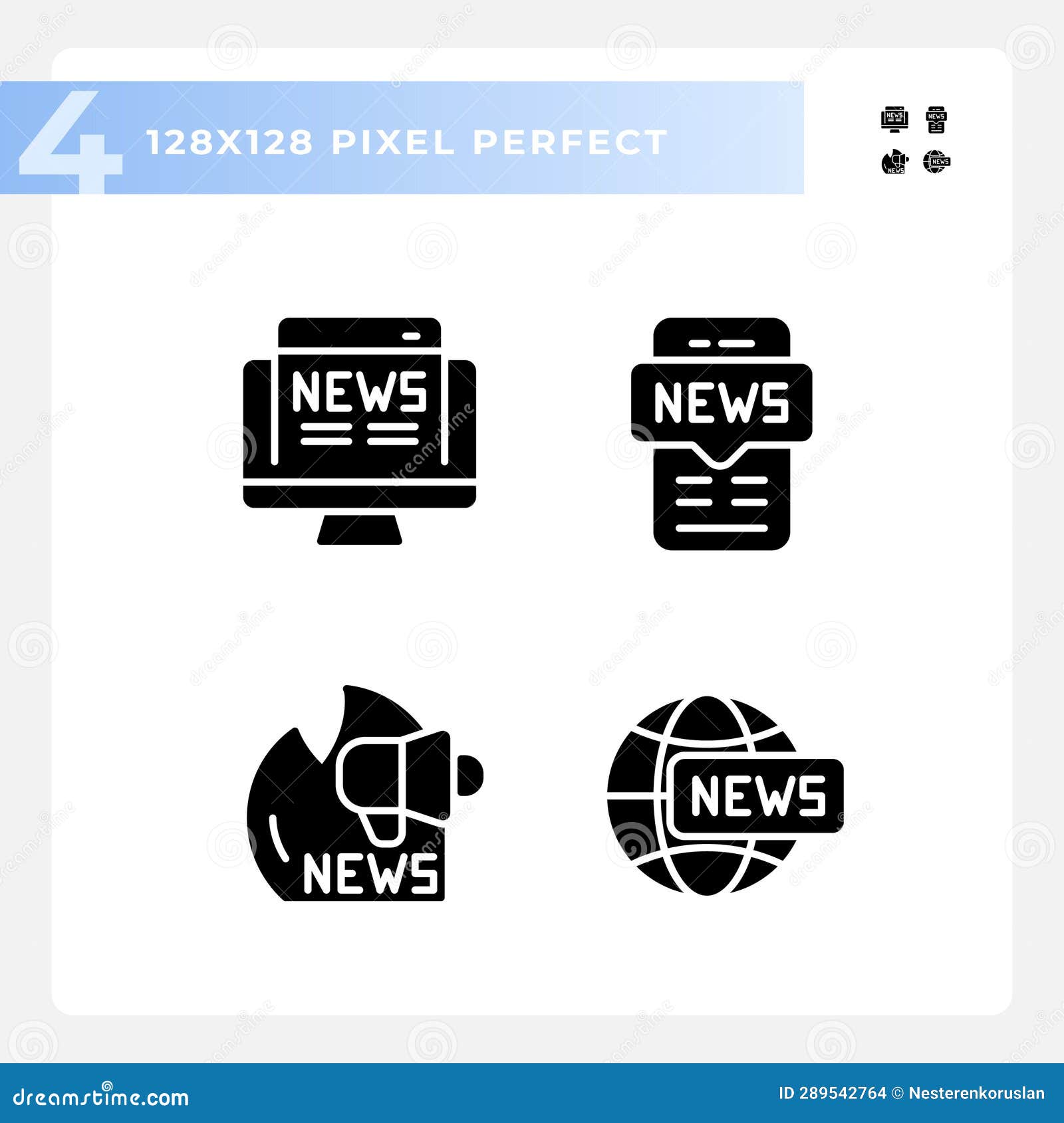 Pixel Perfect Journalism Solid Icons Pack Stock Illustration ...
