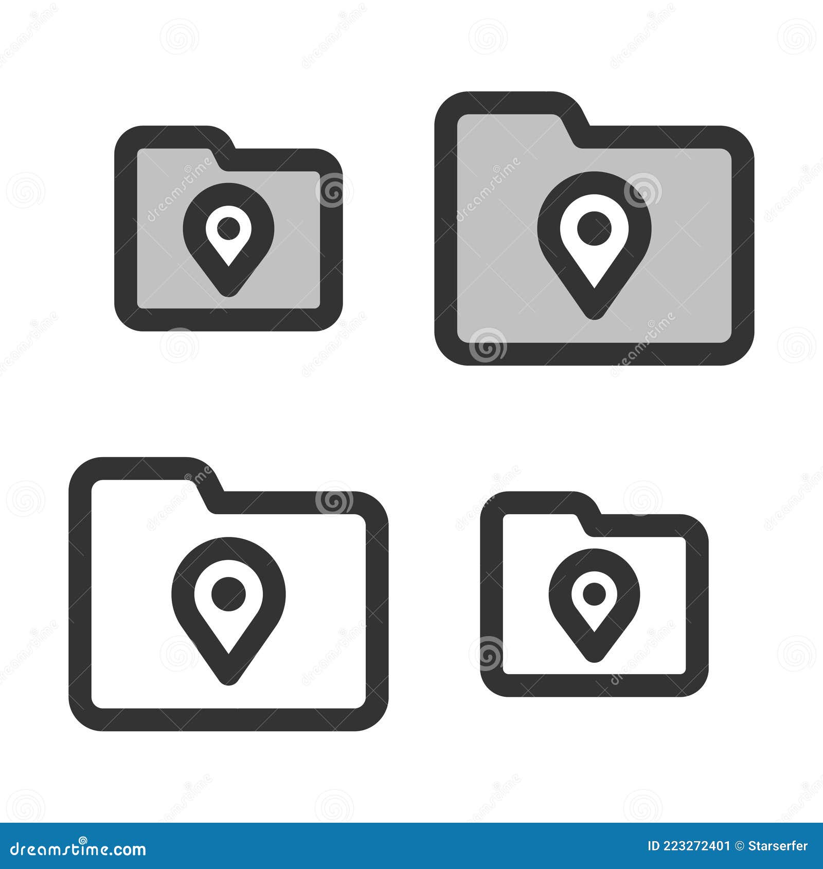 Pixel-perfect Linear Icon of a Folder for Geographic Maps Stock Vector ...