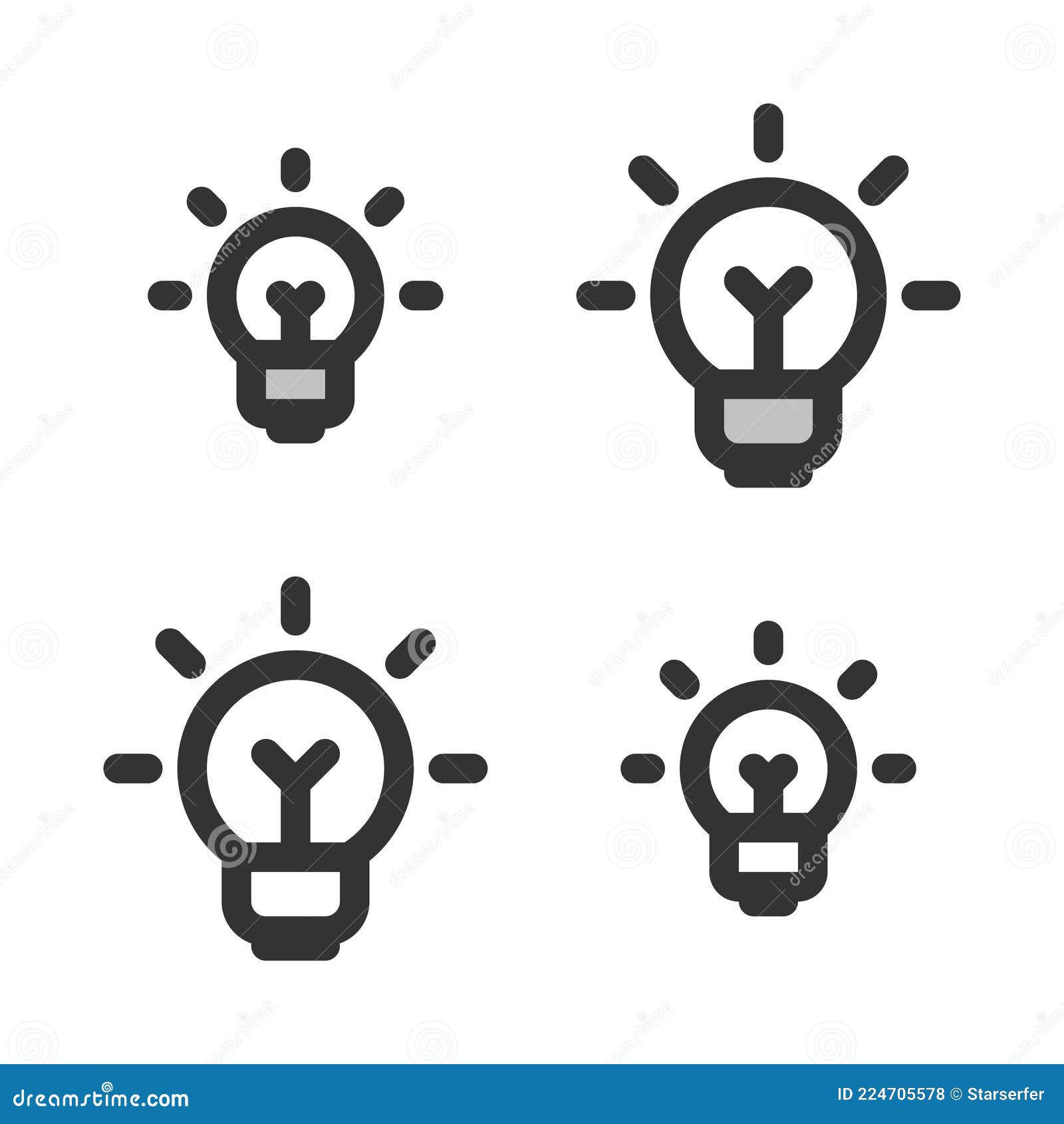 Pixel-perfect Linear Icon of a Lamp Radiating Light Stock Vector ...