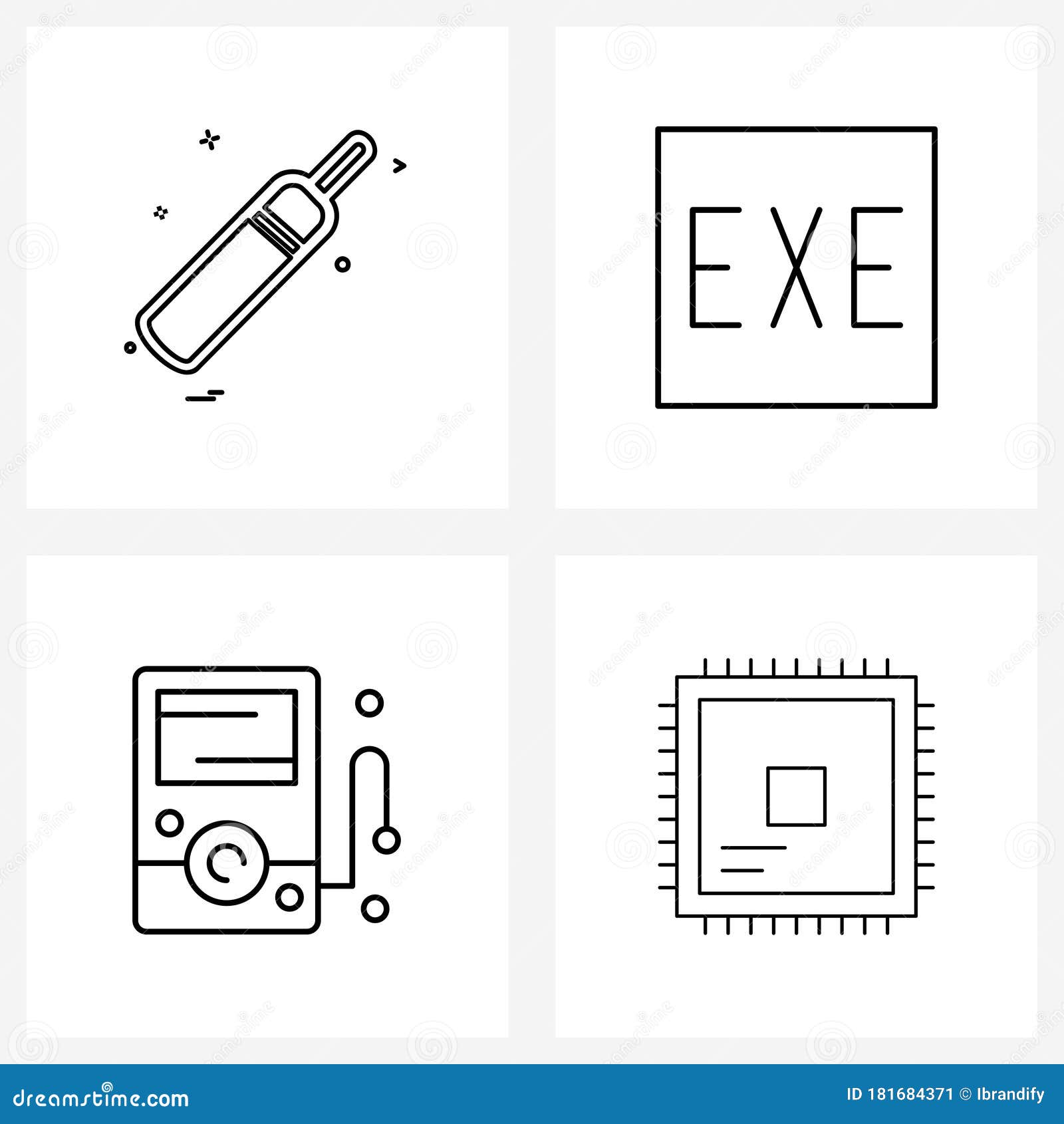 Pixel Perfect Set of 4 Vector Line Icons Such As Bat, Programming ...