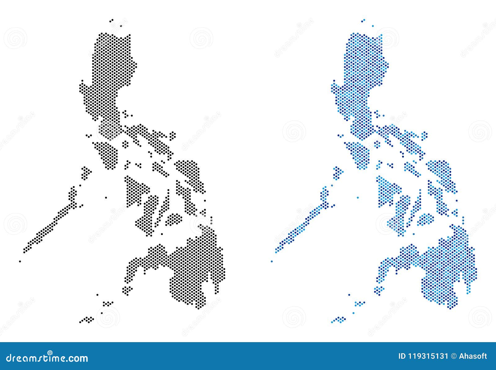 Pixel Map Of Philippines. Vector Dotted Map Of Philippines Isolated On ...