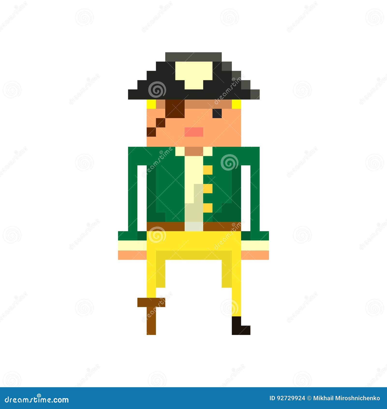 Pixel Art 8-bit Pirate Human Skull With Tricorn - Isolated Vector ...