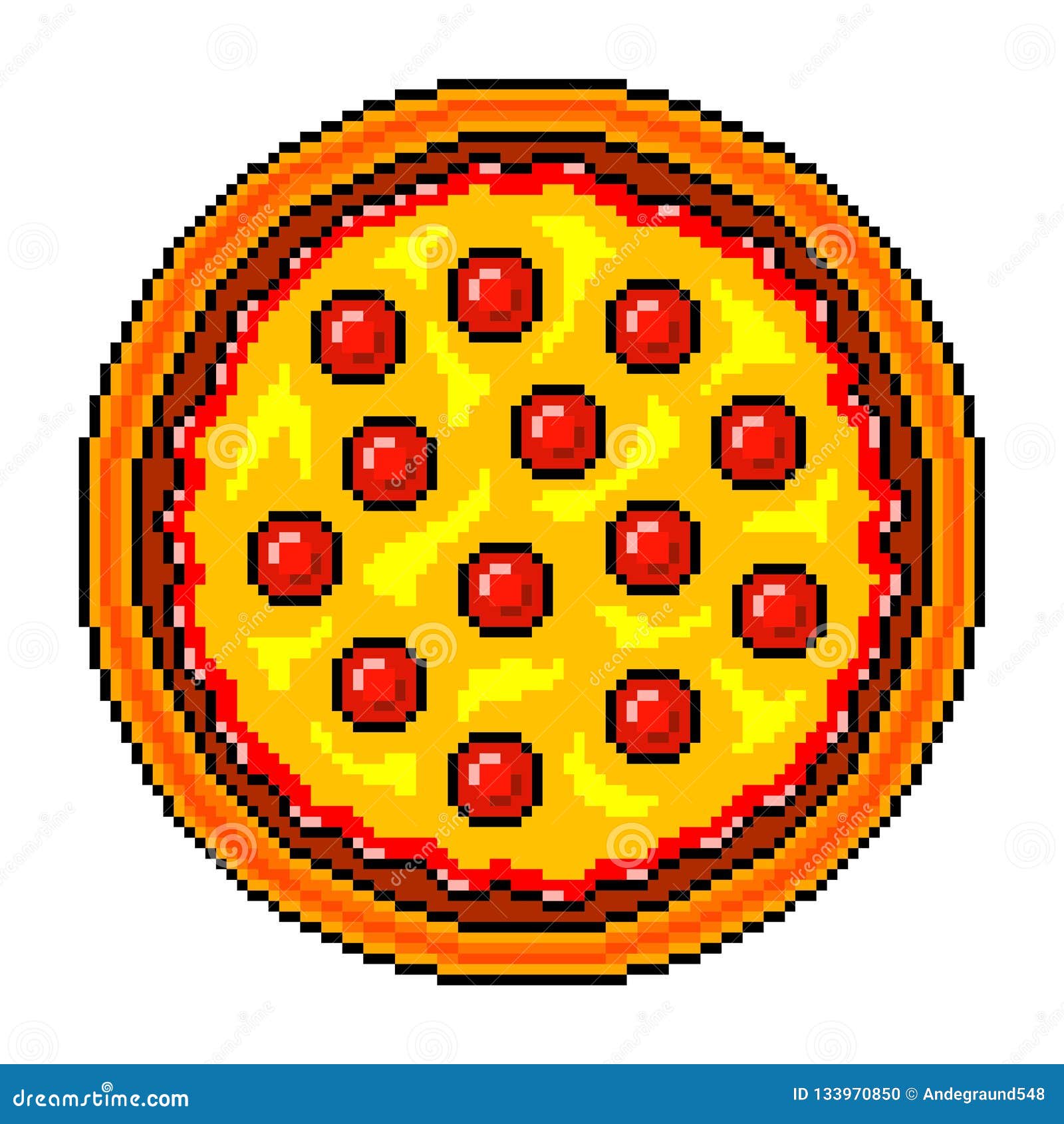Pixel Pizza Top View Detailed Illustration Isolated Vector Stock Vector ...