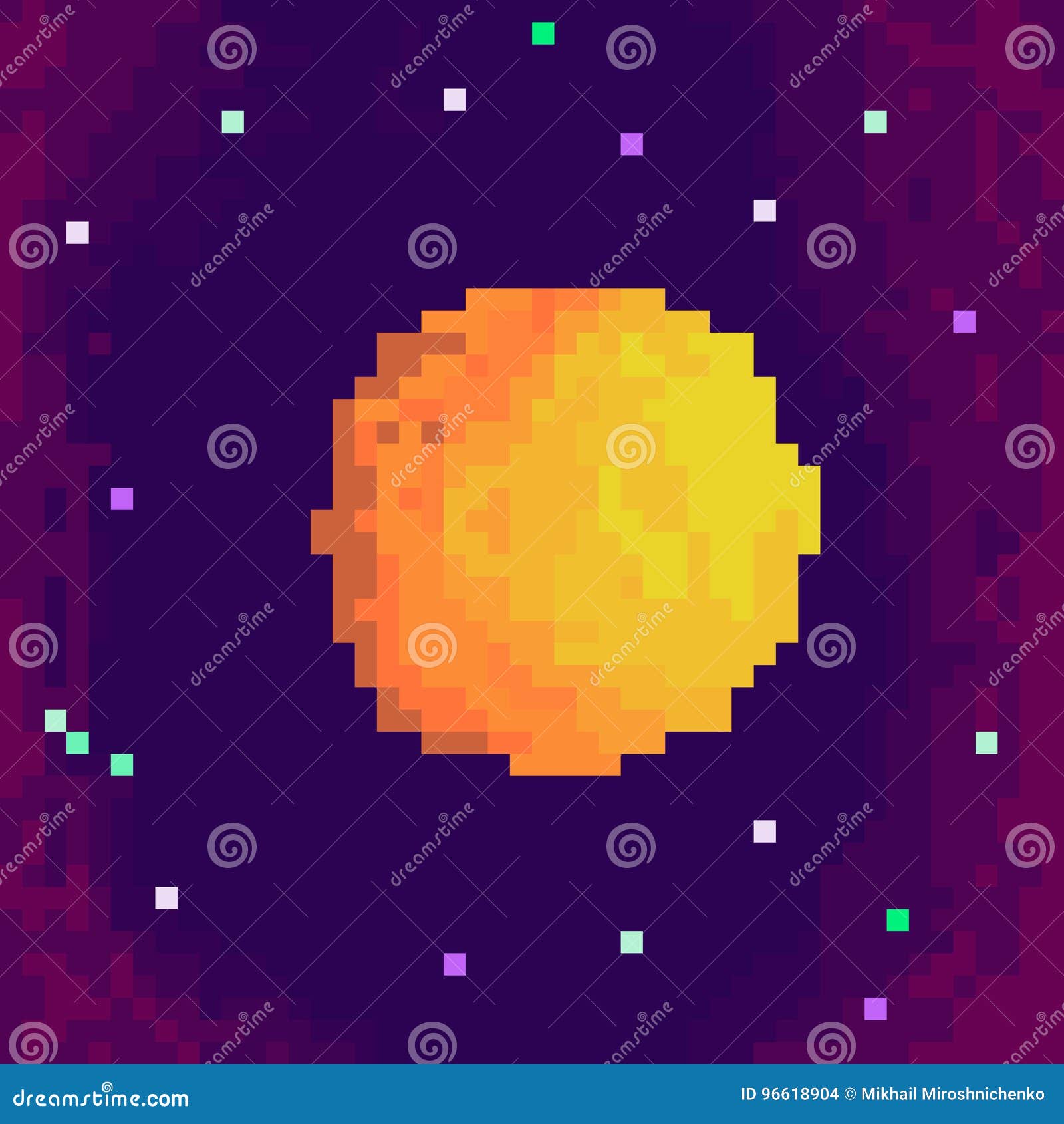 Pixel planet stock vector. Illustration of planet, globe - 96618904