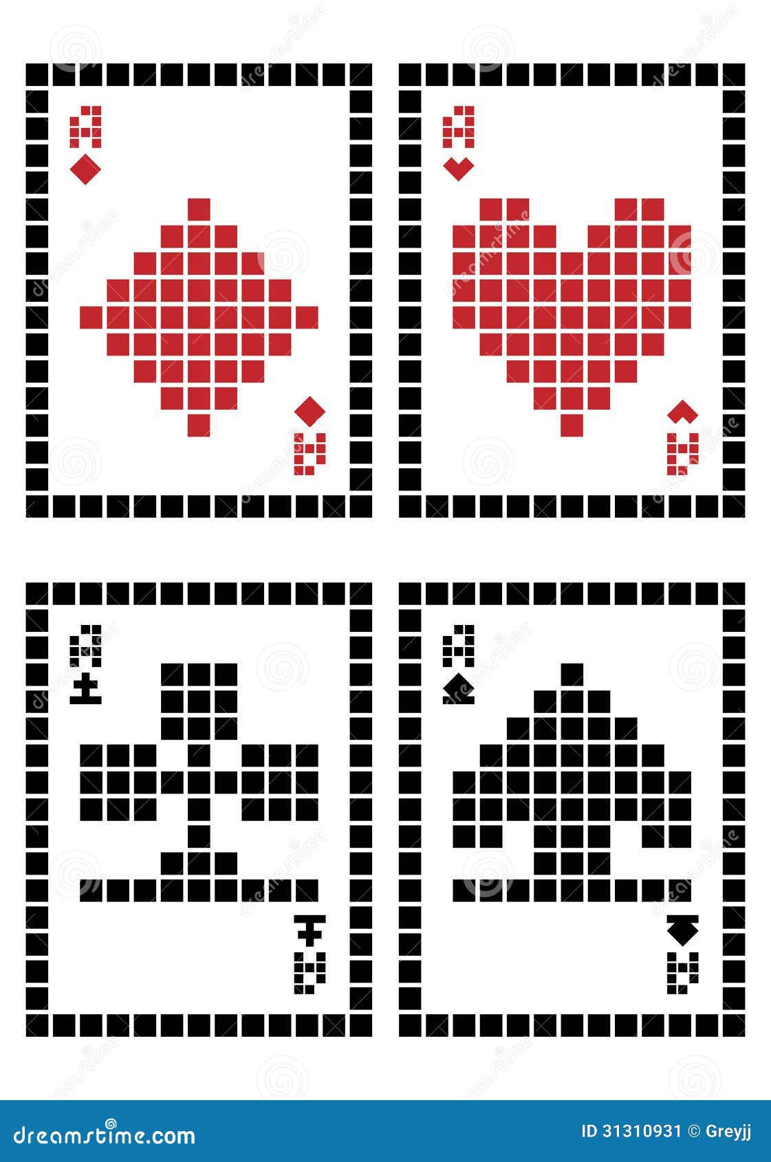 Pixel playing cards stock vector. Illustration of deck - 31310931
