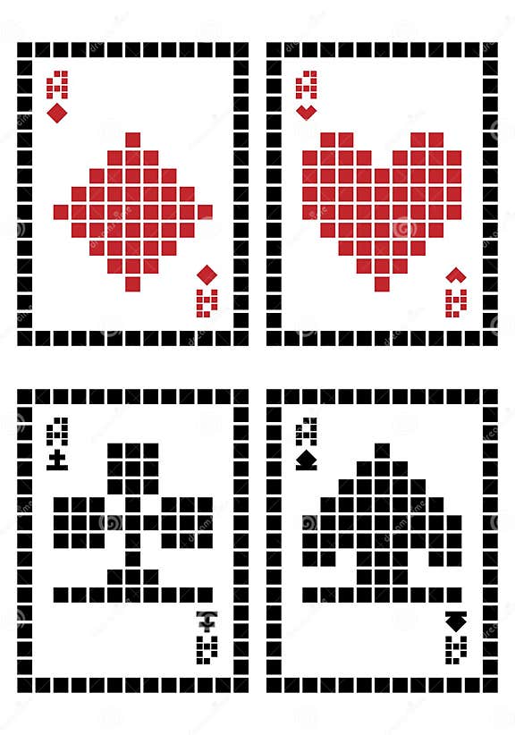 Pixel playing cards stock vector. Illustration of deck - 31310931