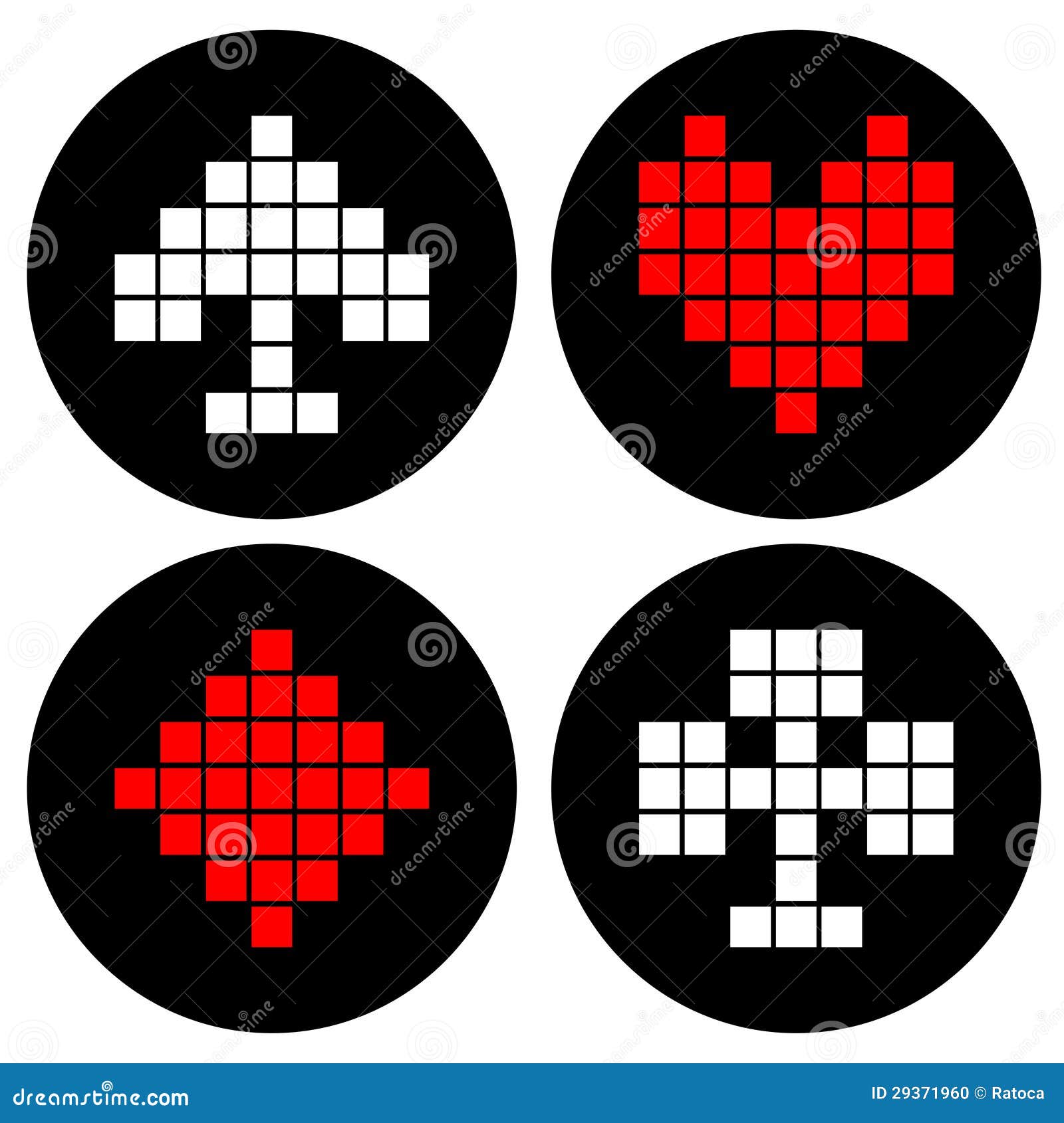 Pixel Art Poker. Pixelated 8 Bit Playing Cards Deck Icons With Clubs ...