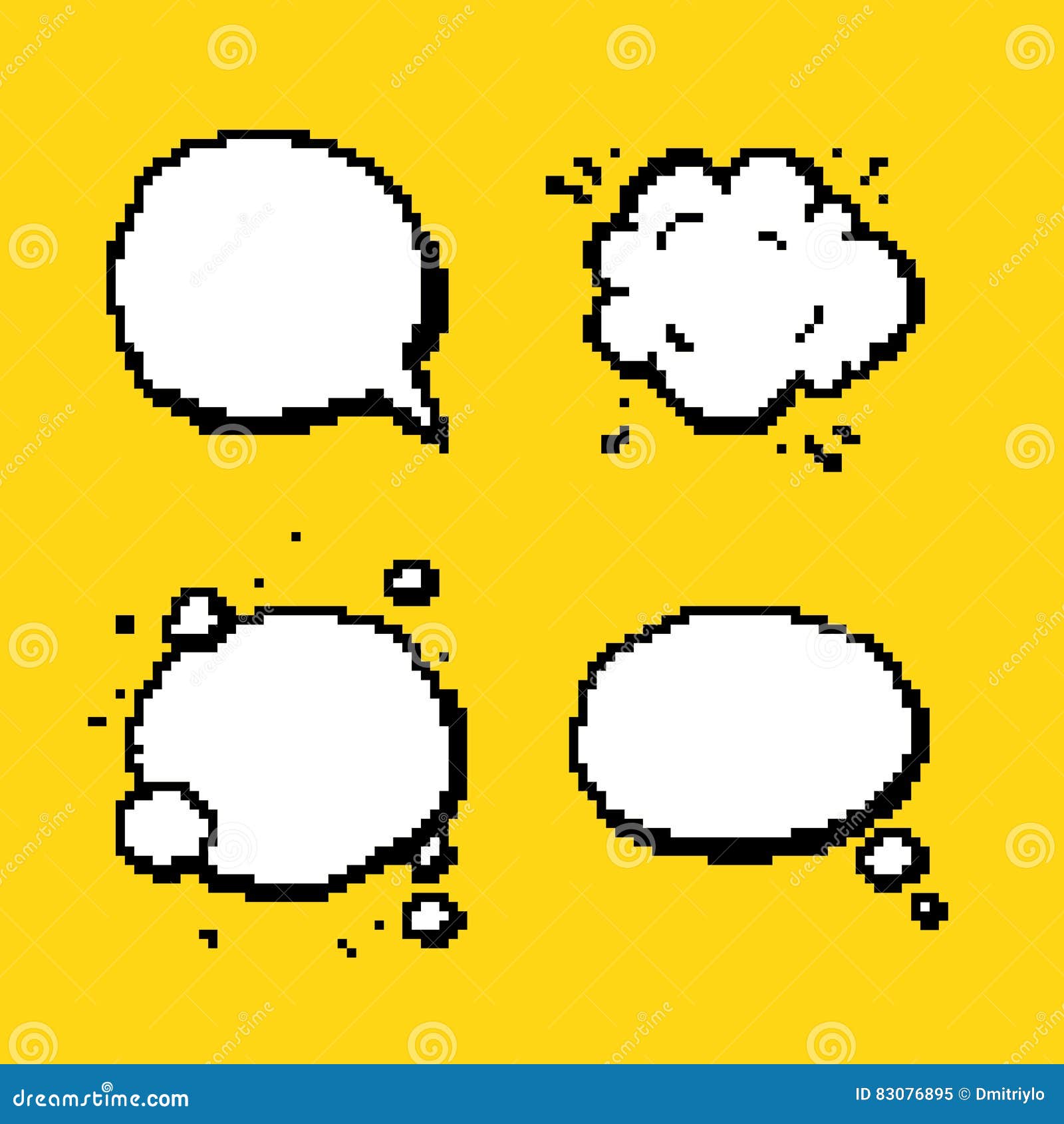 Pixel Pop Art Speech Bubbles Isolated Vector Stock Vector ...