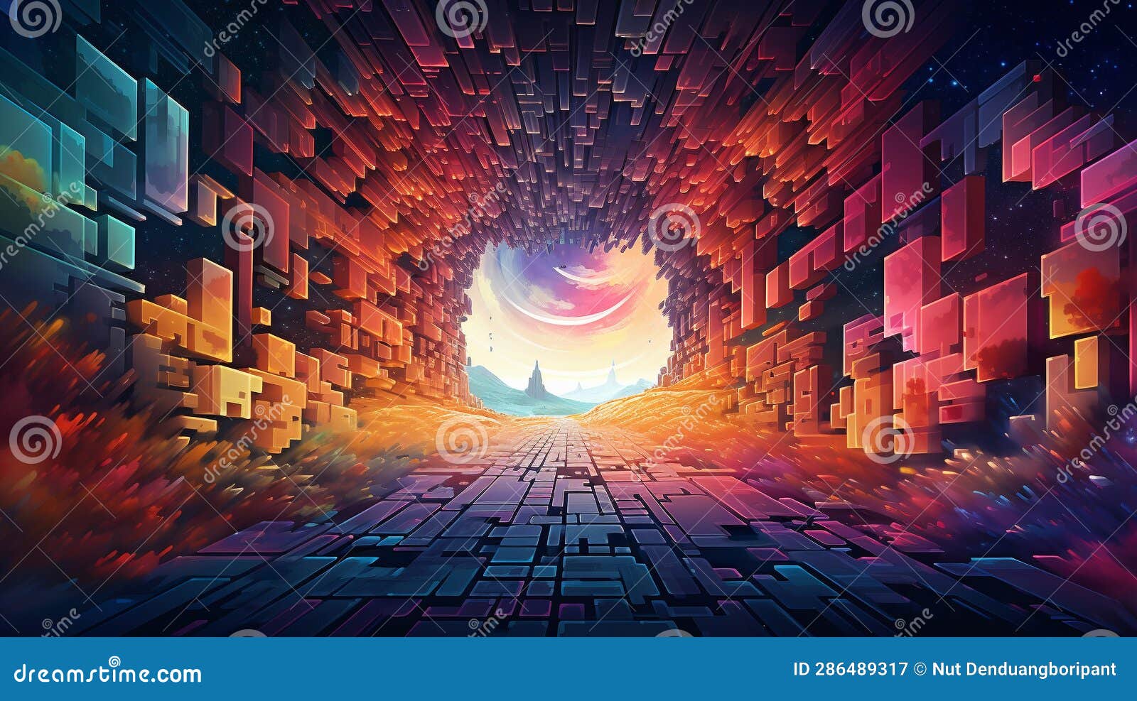 Pixel Portal: Gateway To the Digital Imagination Stock Illustration ...