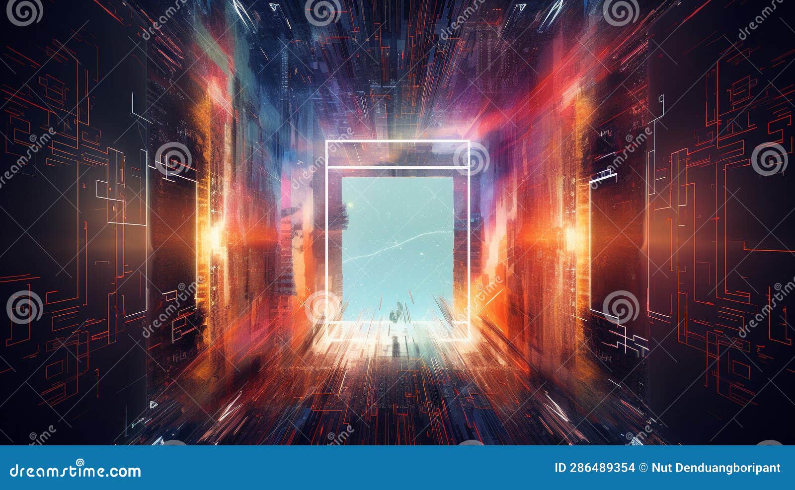 Pixel Portal: Gateway To the Digital Imagination Stock Illustration ...