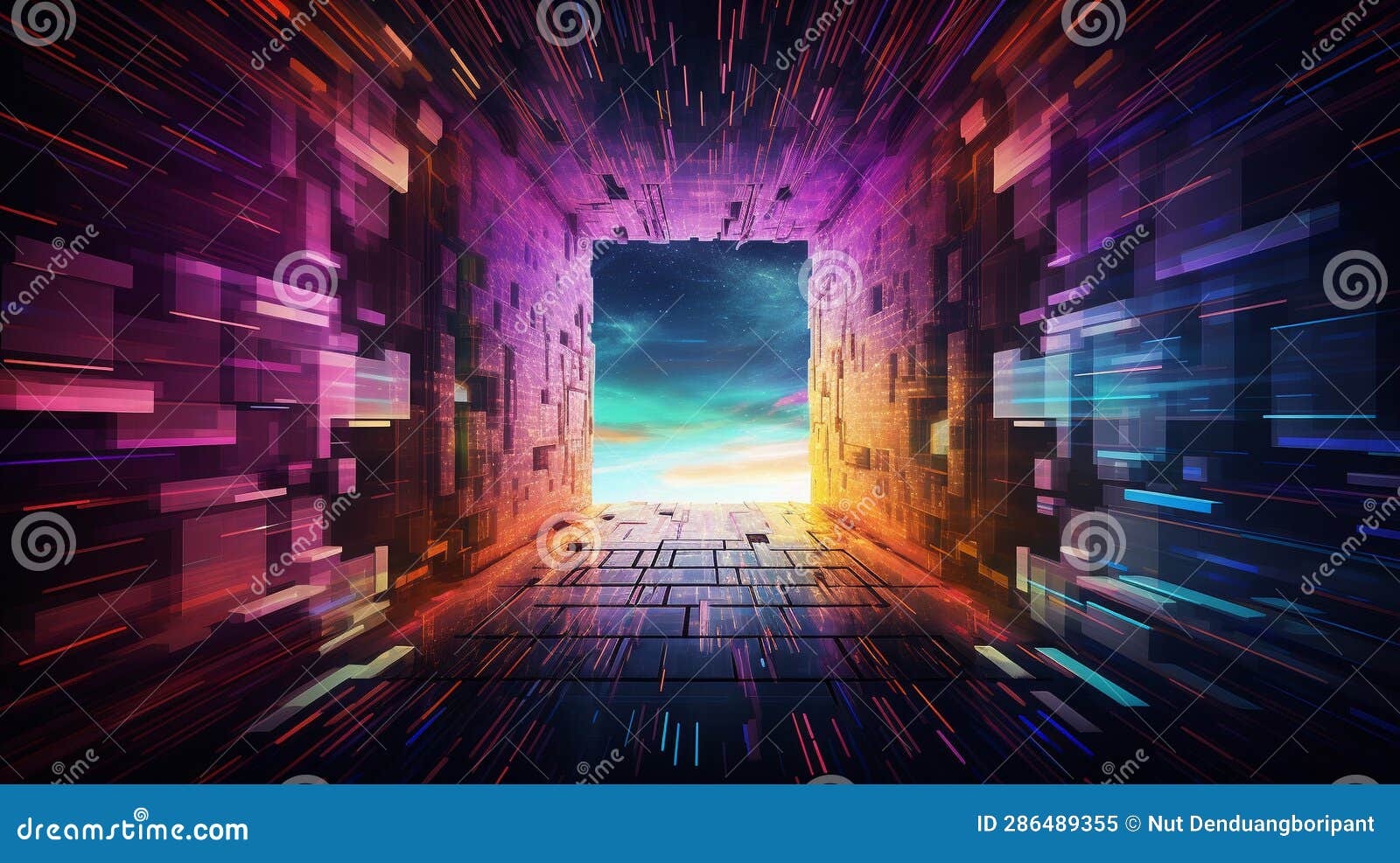 Pixel Portal: Gateway To the Digital Imagination Stock Illustration ...