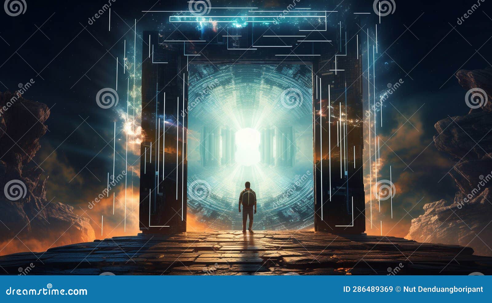 Pixel Portal: Gateway To the Digital Imagination Stock Illustration ...