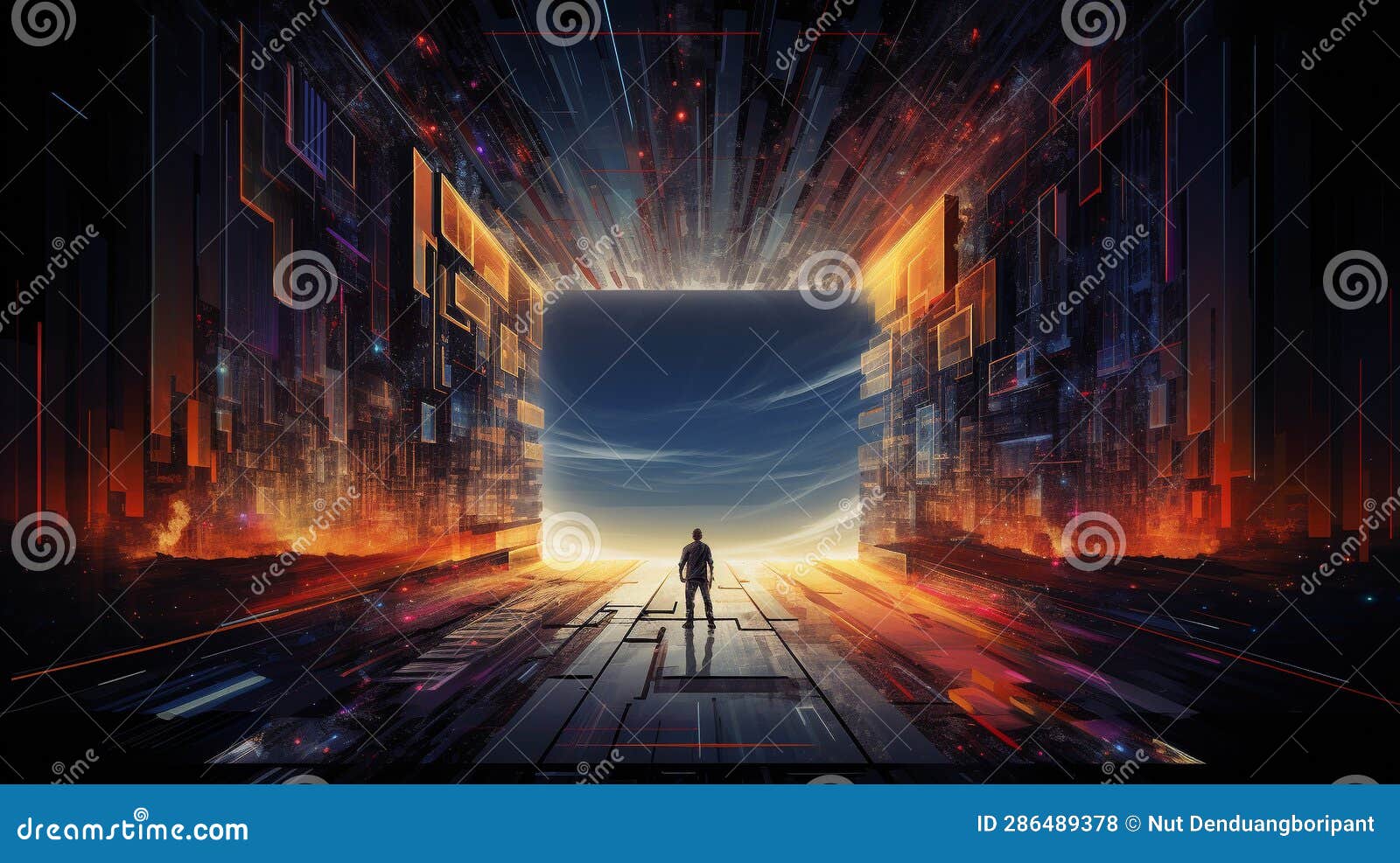 Pixel Portal: Gateway To the Digital Imagination Stock Illustration ...