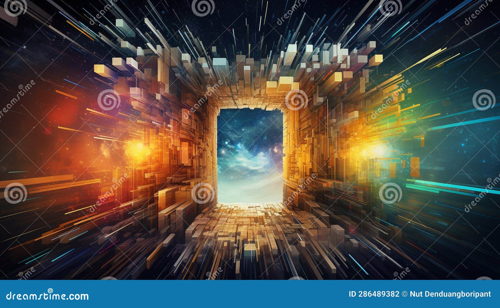 Pixel Portal: Gateway To the Digital Imagination Stock Illustration ...