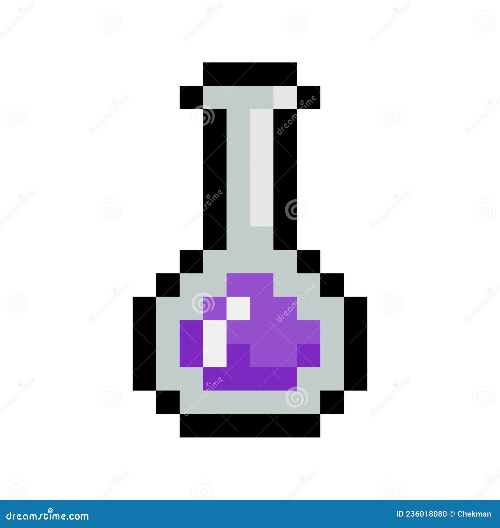Pixel Art Potion Sparkling Purple Poison Bottle, Game Design Retro 8 ...