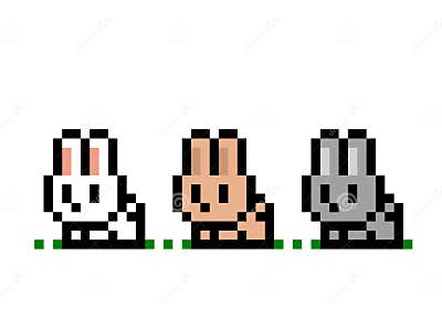 8 Bit Pixel Rabbits for Game Assets. Stock Vector - Illustration of ...