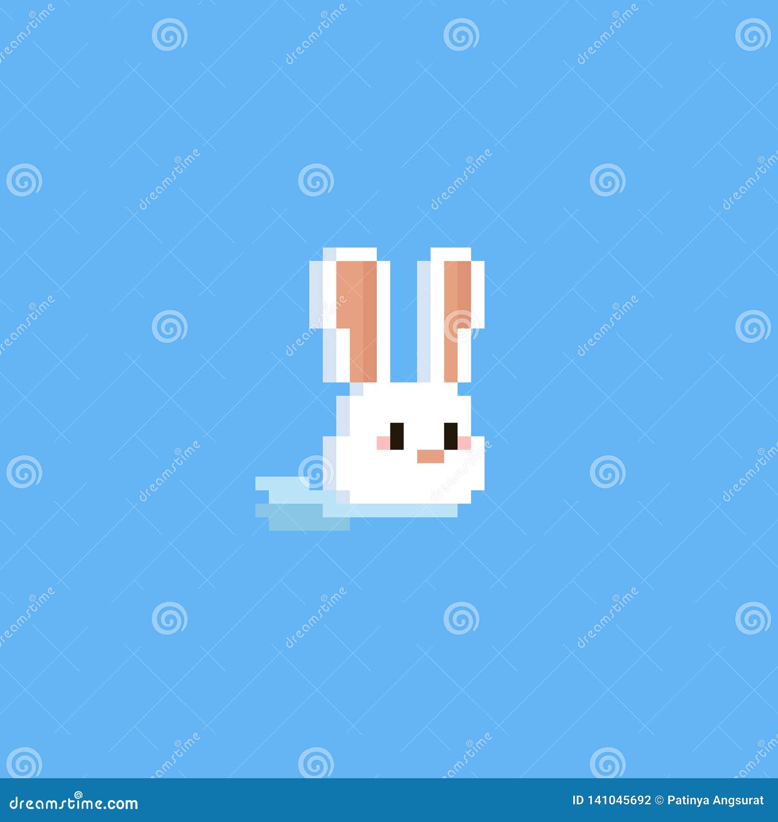 Pixel Rabbit Head with Blue Scarf.Easter Day.8bit. Stock Illustration ...