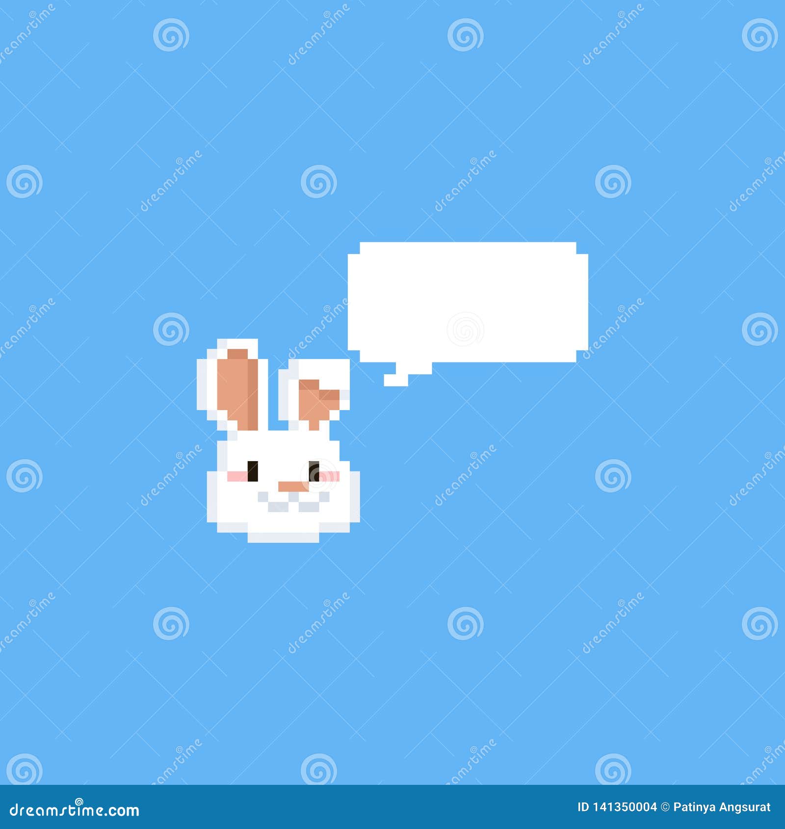 Pixel Rabbit Head with Speech Bubble.Easter.8bit. Stock Illustration ...