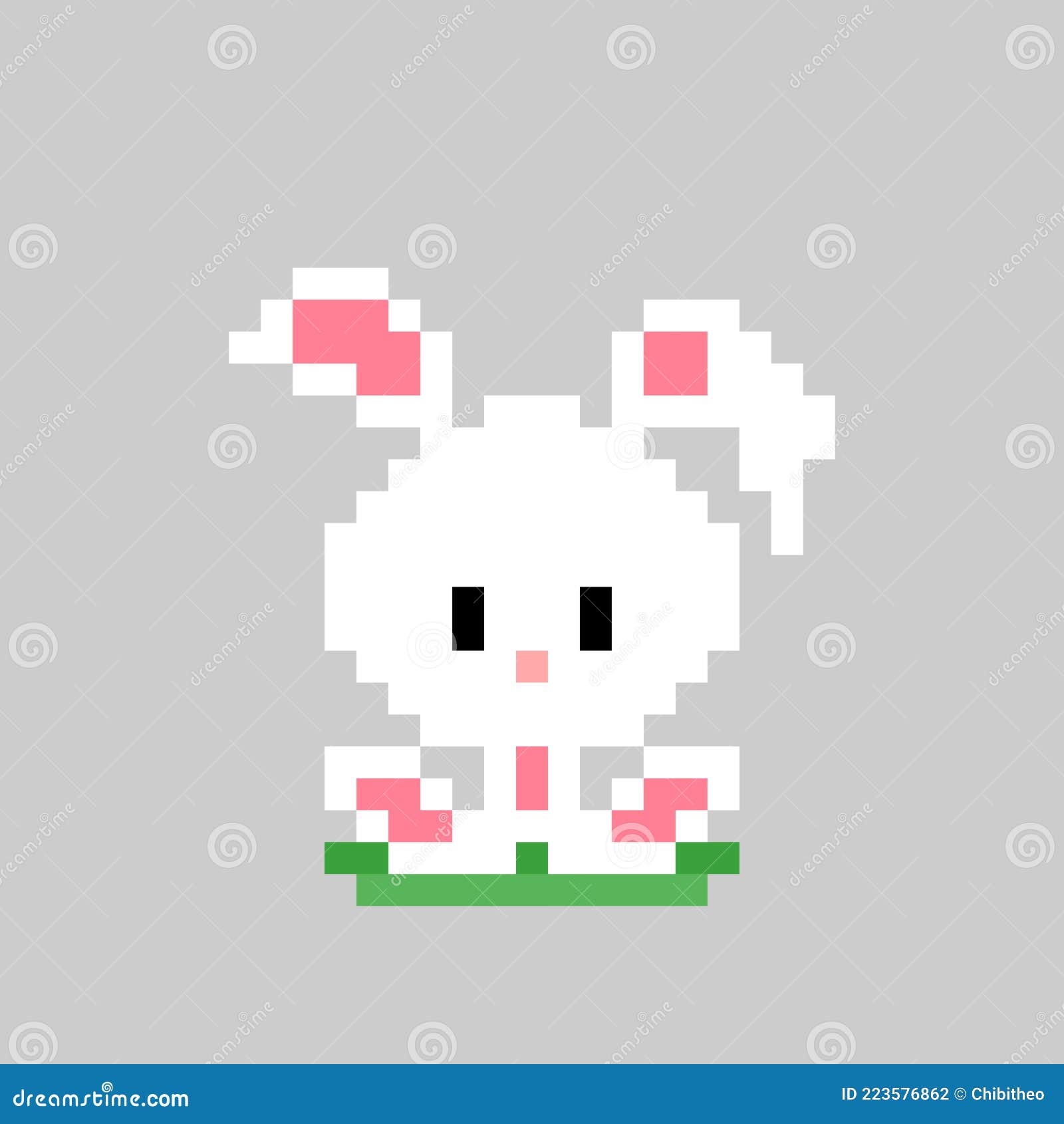 Pixel rabbit image 8 bit stock illustration. Illustration of pattern ...