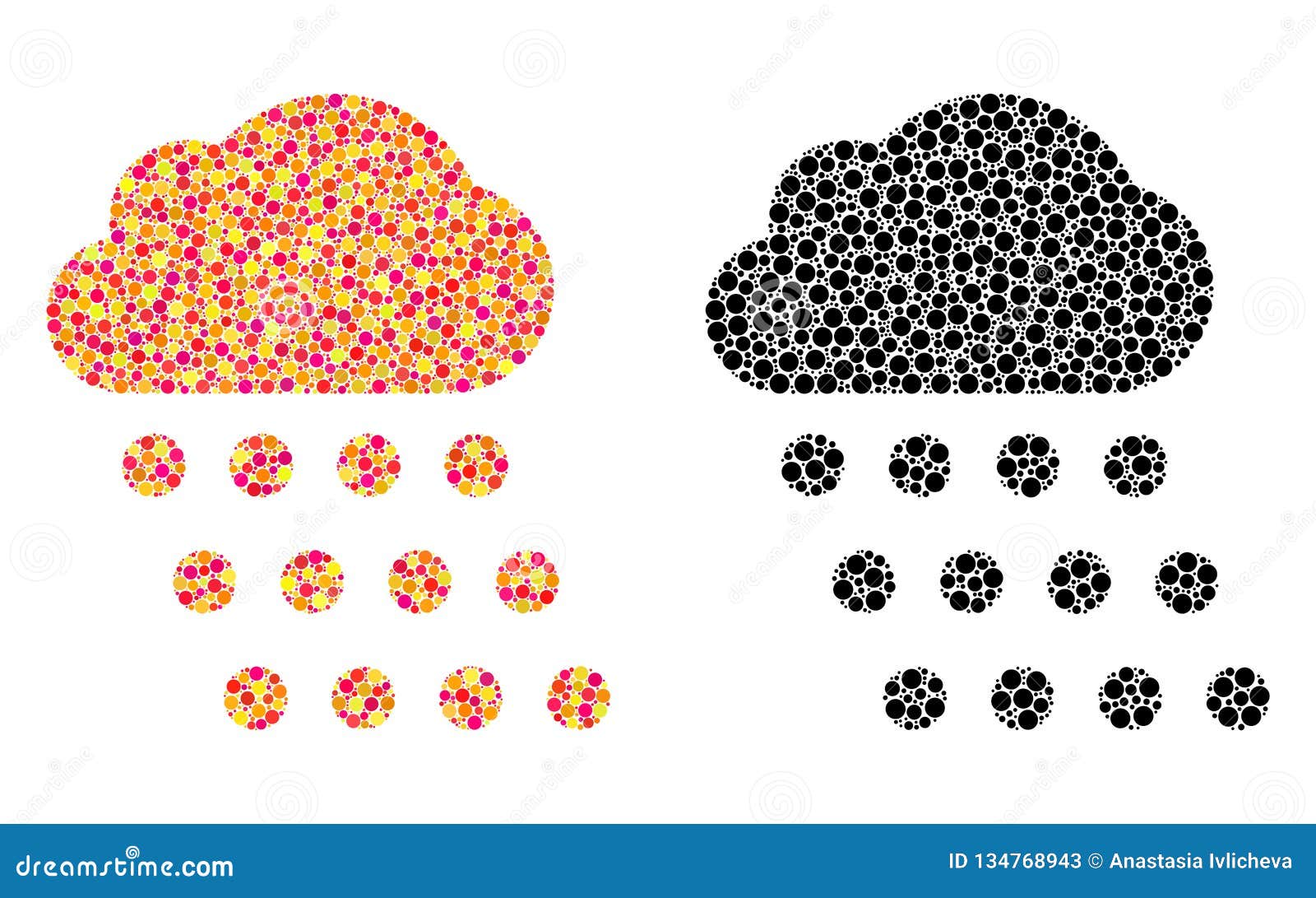 Pixel Rain Cloud Mosaic Icons Stock Vector - Illustration of ...
