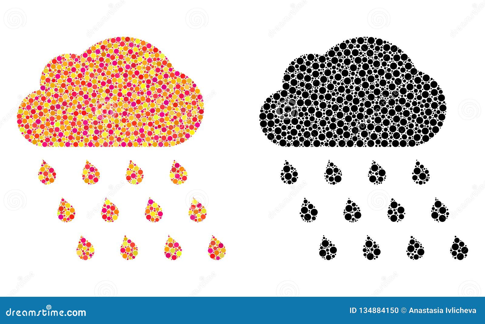 Pixel Rain Cloud Mosaic Icons Stock Vector - Illustration of ...