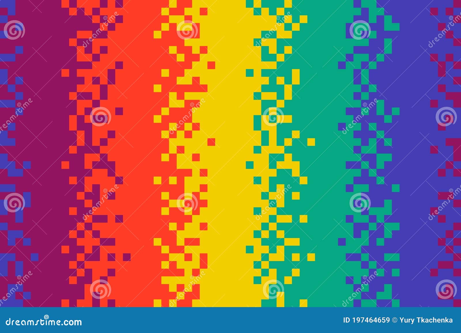 Pixel Rainbow Background Seamless Pattern Cartoon Vector ...