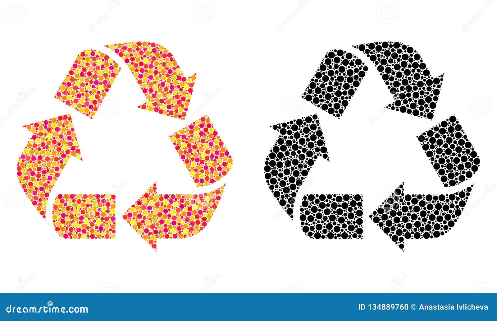 Pixel Recycle Mosaic Icons stock vector. Illustration of dots - 134889760