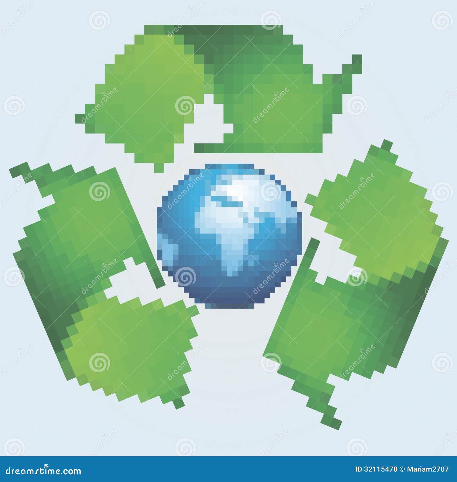 Pixel recycling symbol stock vector. Illustration of organic - 32115470