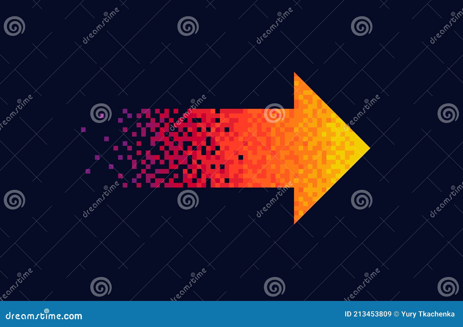 Pixel Red Arrow on Black Background Stock Vector - Illustration of ...