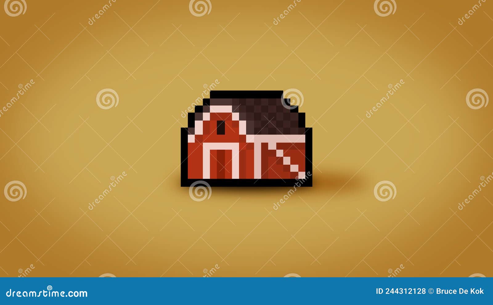 Pixel Red Barn Background - High Res 4k Wallpaper Stock Illustration ...