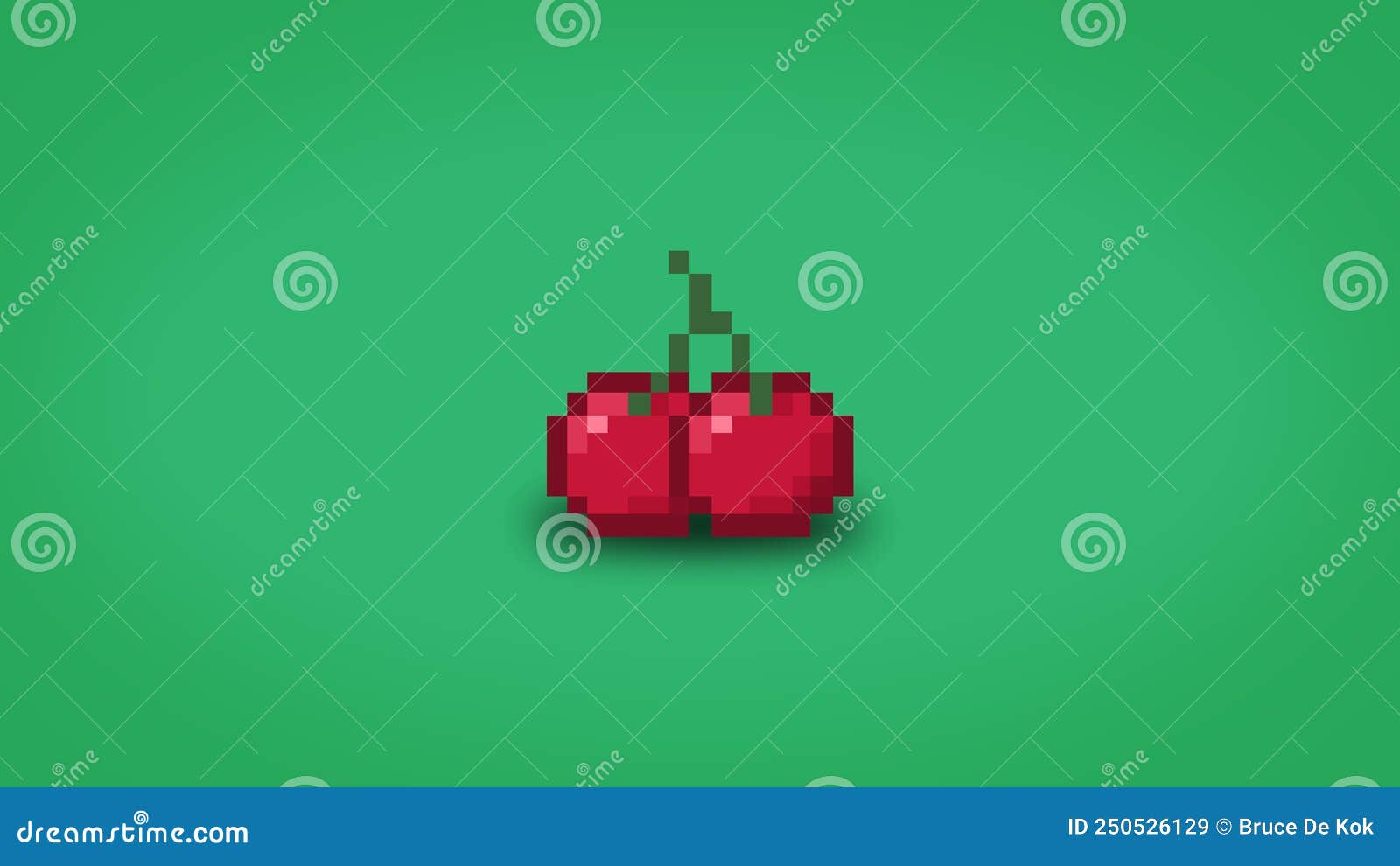 Pixel Red Cherry on Green Background - High Res 8 Bit Wallpaper Stock ...