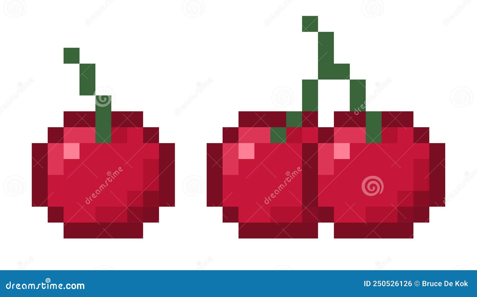 Pixel Red Cherry - Isolated 8 Bit Vector Pack Stock Vector ...