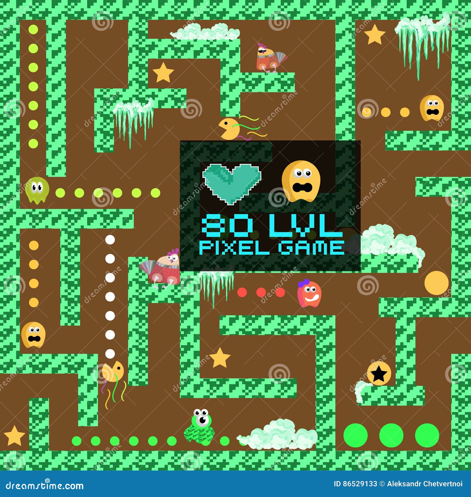 Pixel Retro Arcade Game Di 8 Bit Illustrazione di Stock - Illustrazione ...