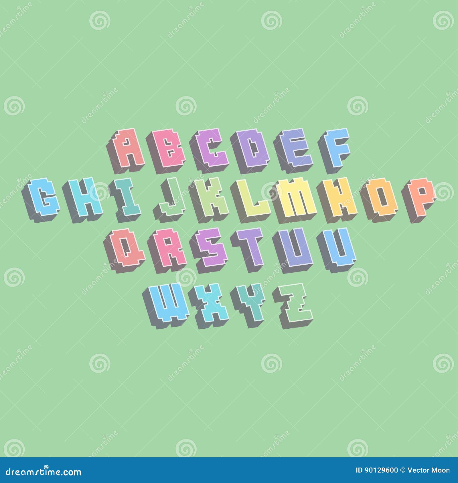 Pixel Retro Font Video Computer Game Design 8 Bit Letters Electronic ...